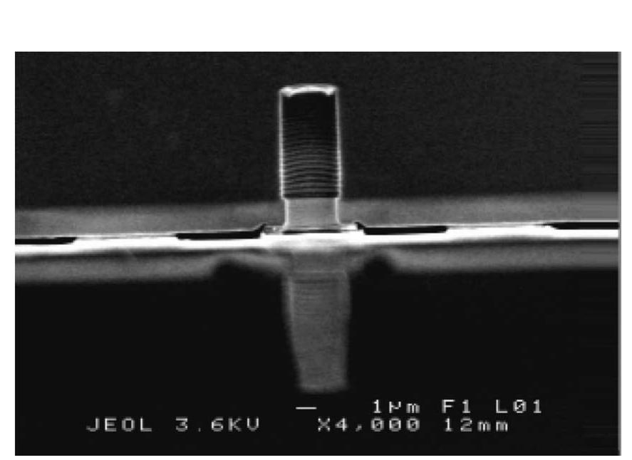 A face-to-face wafer bond, showing precise alignment of the