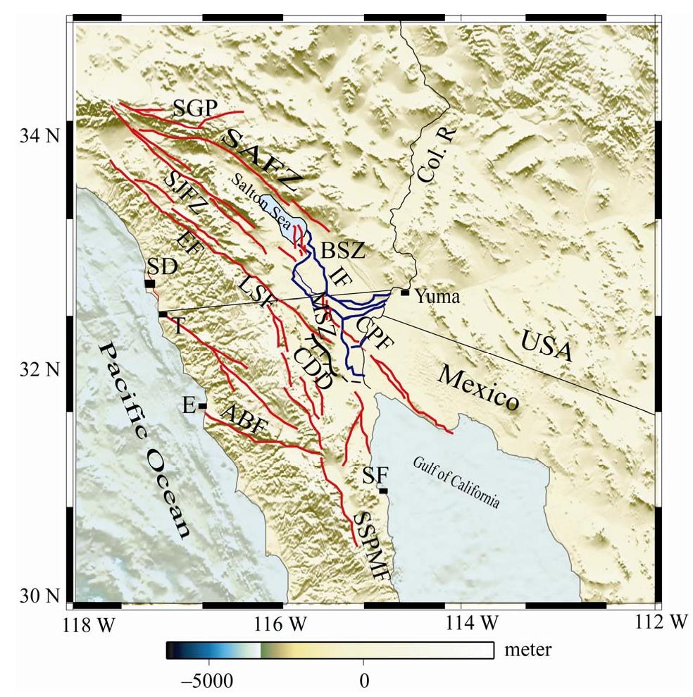 Location map of the salton trough and surround- ing areas.