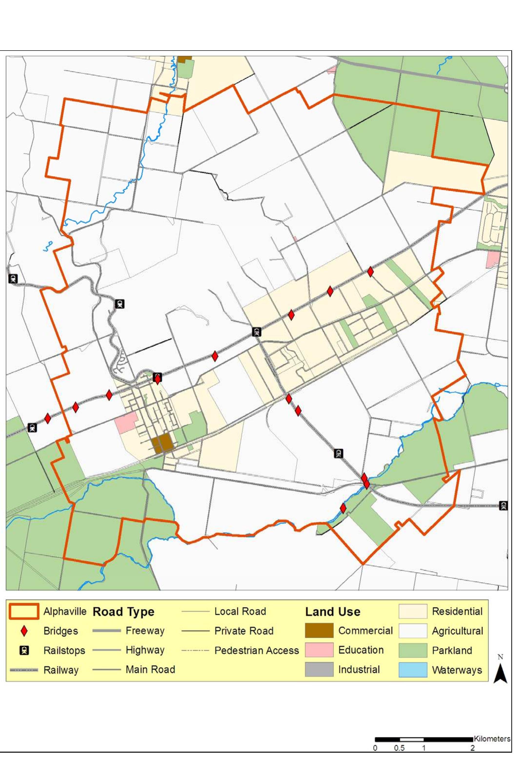 Map of alphaville showing current physical infrastructure