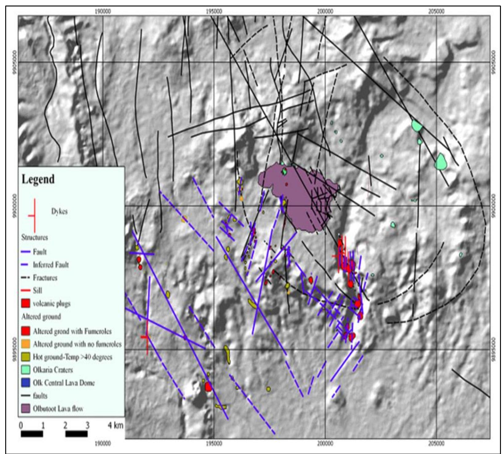Structural map of olkaria