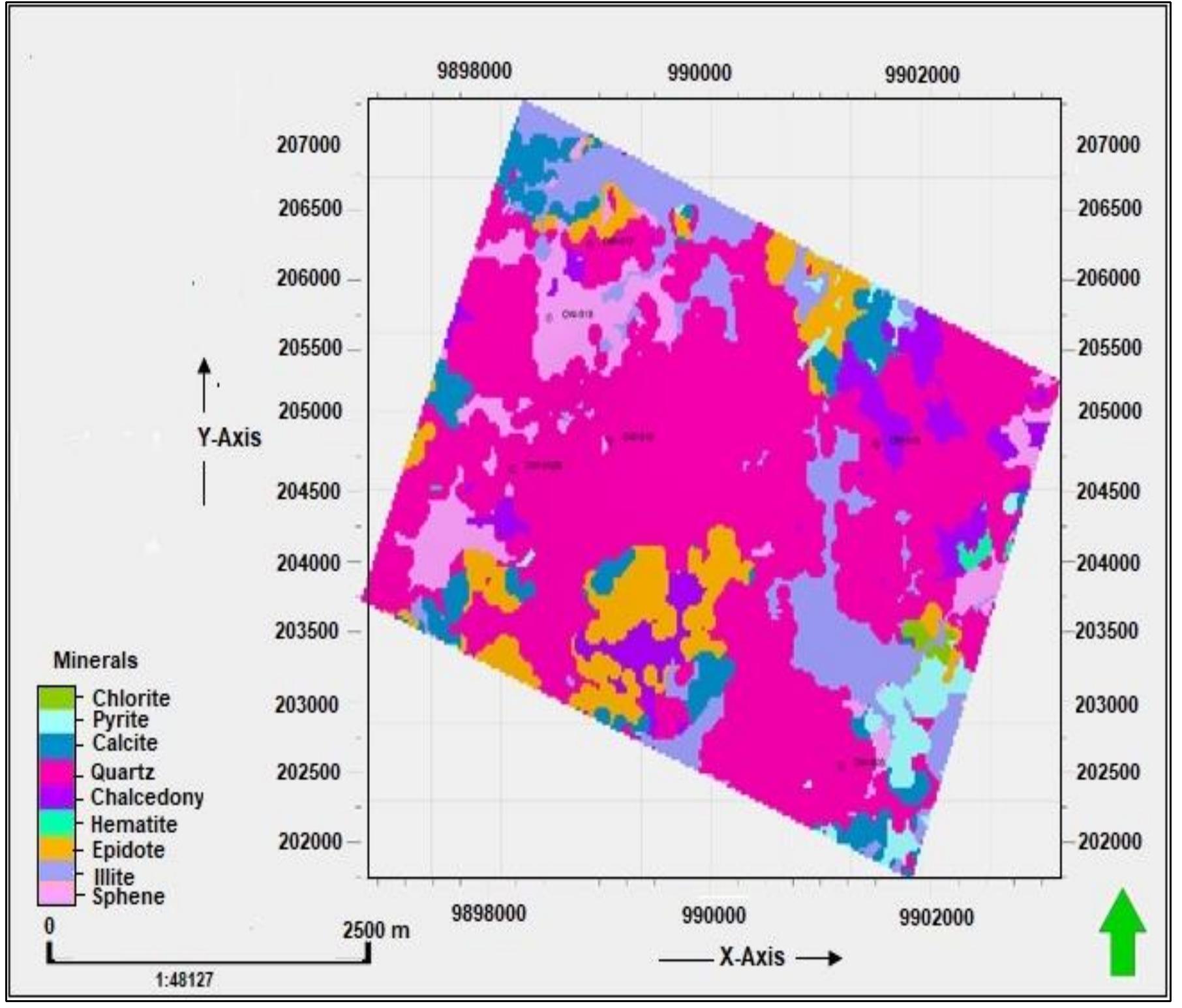 Mineral map for zone c in this zone, the minerals of