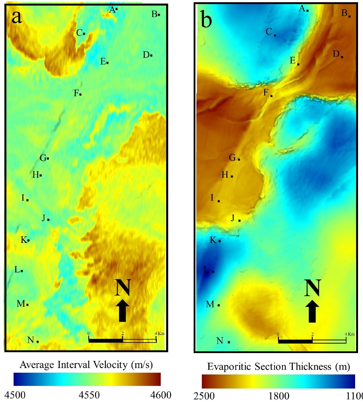 comparison between average interval velocity and thickness
