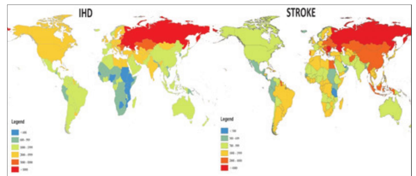 B3. world map showing age-standardised ischaemic heart