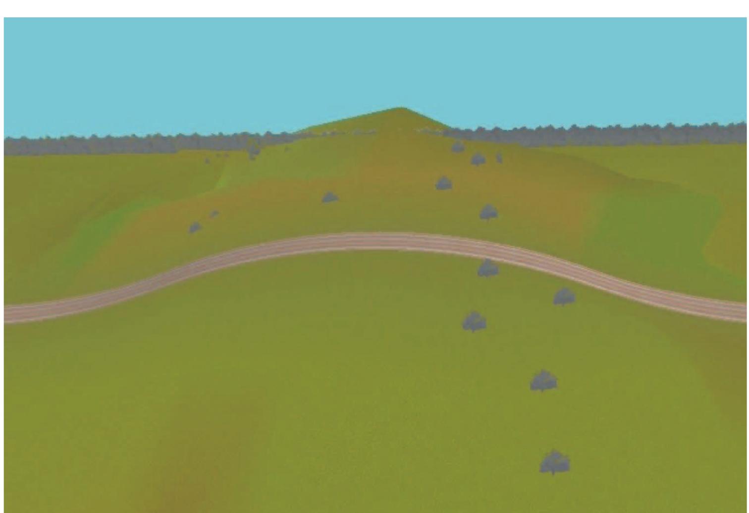 The illustration shows the ‘hill’ scenario from a high-up,