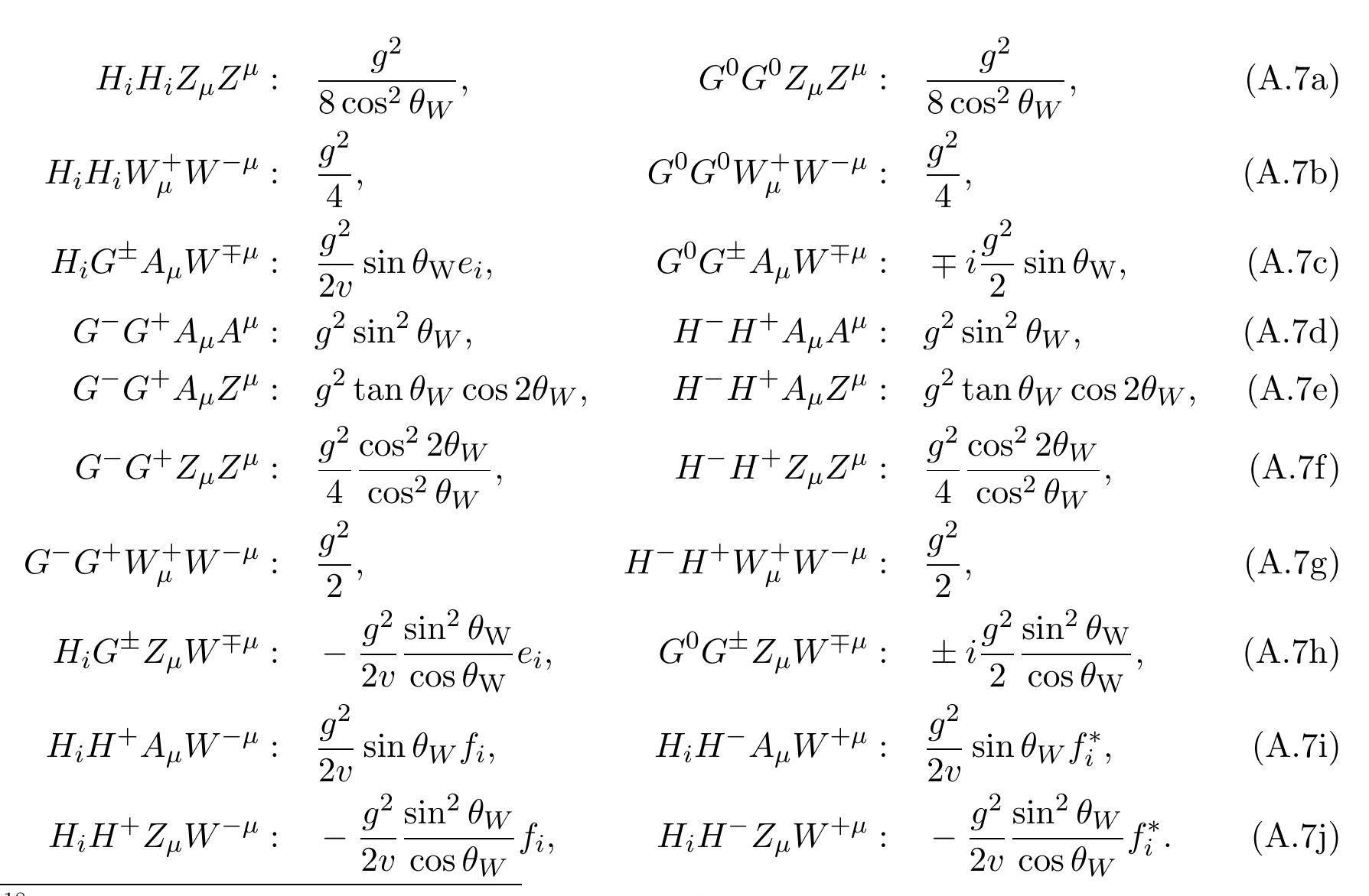 For the coefficients of the quadrilinear couplings we find: