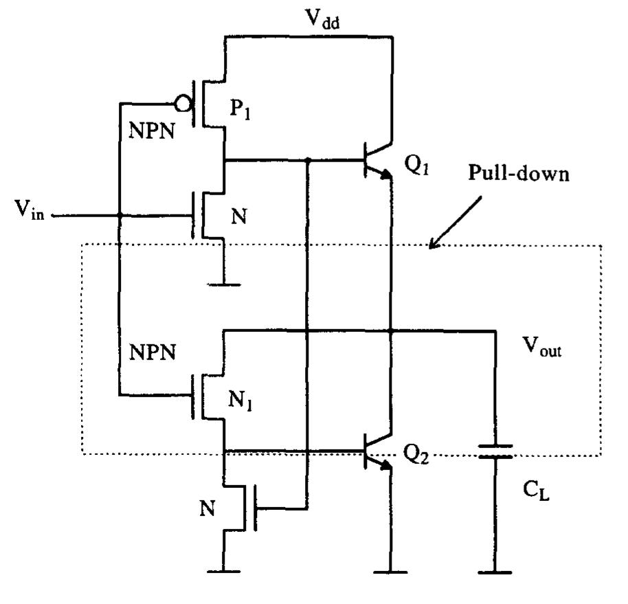 Conventional bicmos gate. the optimized final vertical