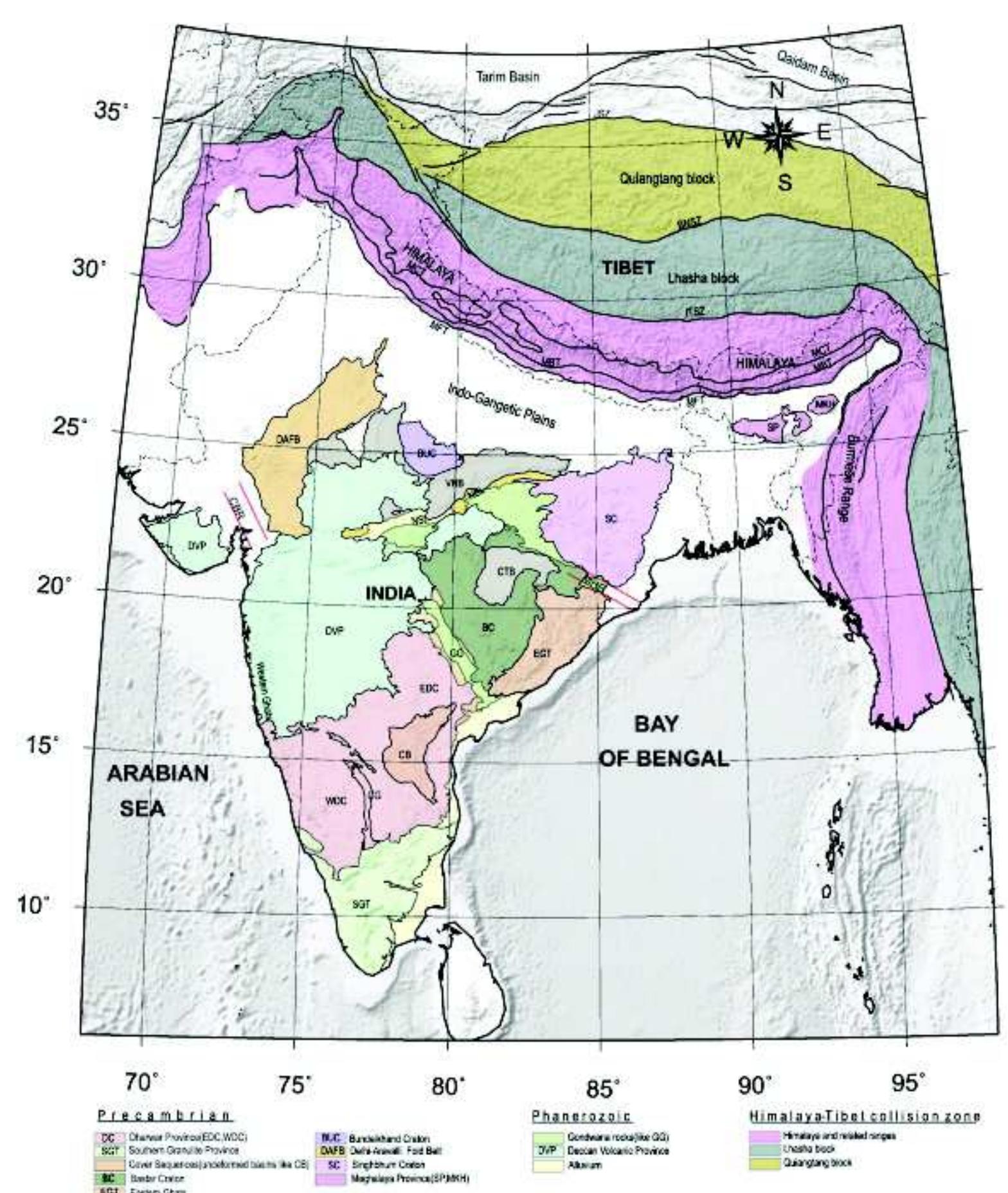 3. 1: regional geological map of india and tibet including