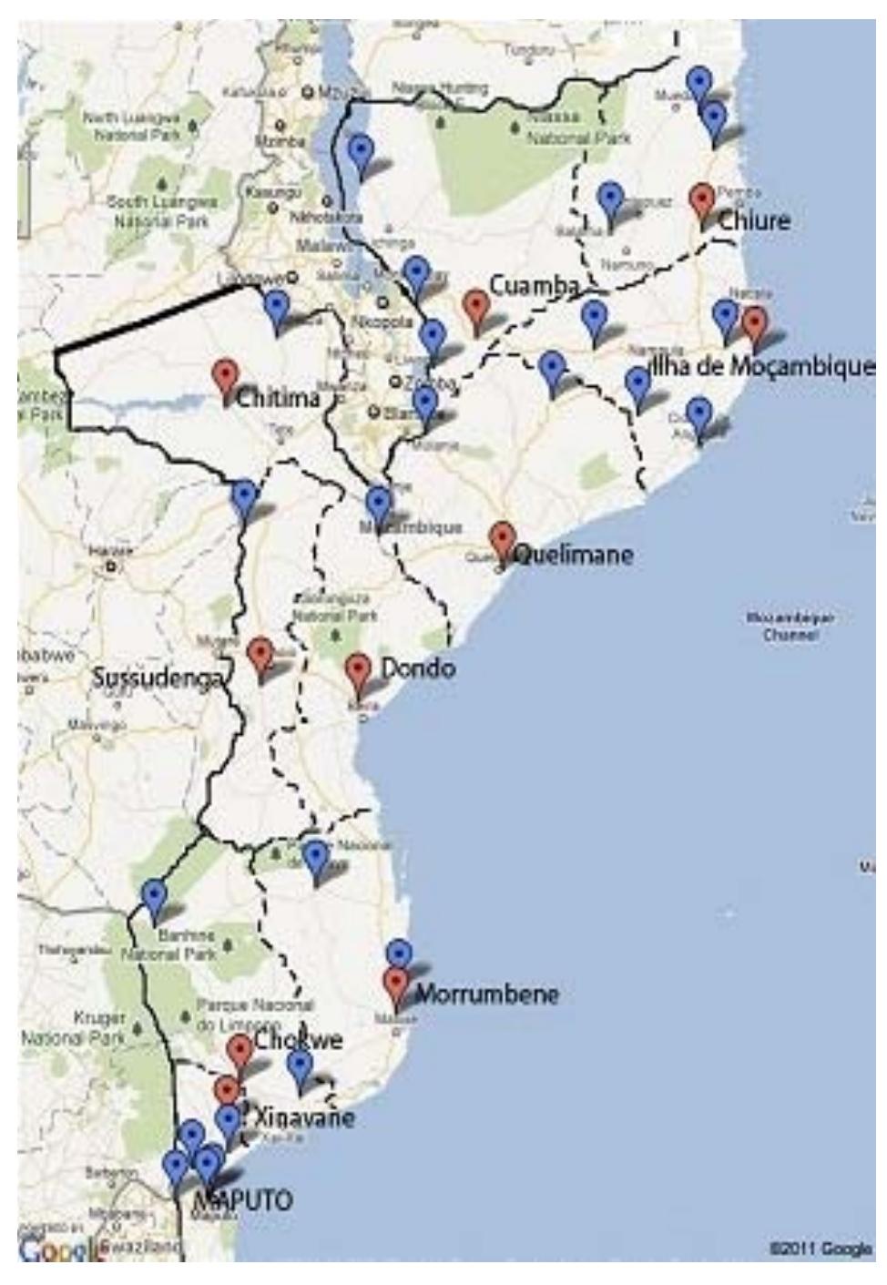 Picture 1- map of cmcs in mozambique. ficture 1- iviap of