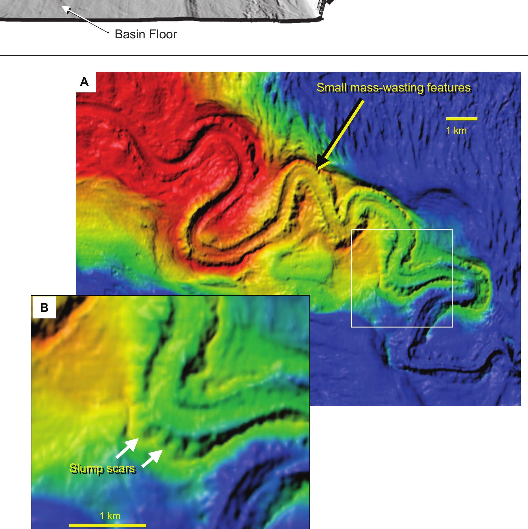 Fic. 20.—a, b) plan view of small arcuate slump scars that