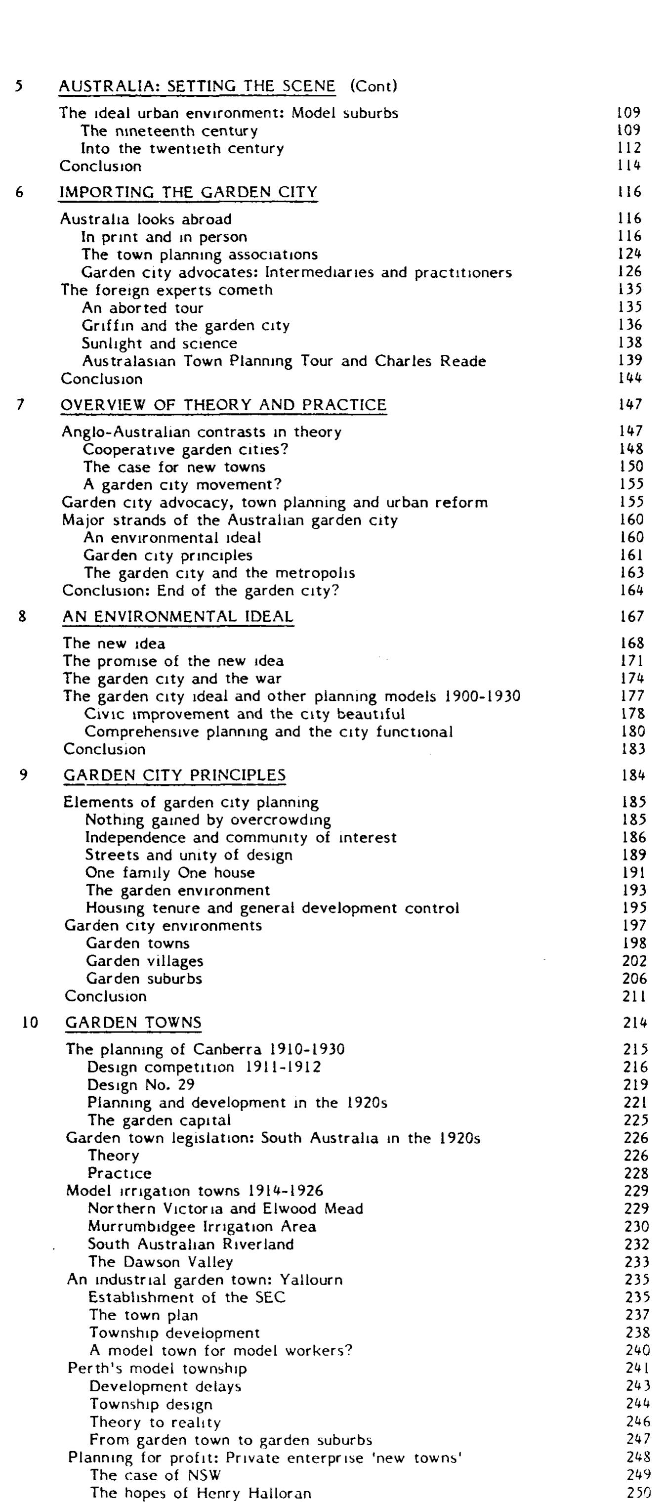 Table 1 - The Australian garden city: a planning history