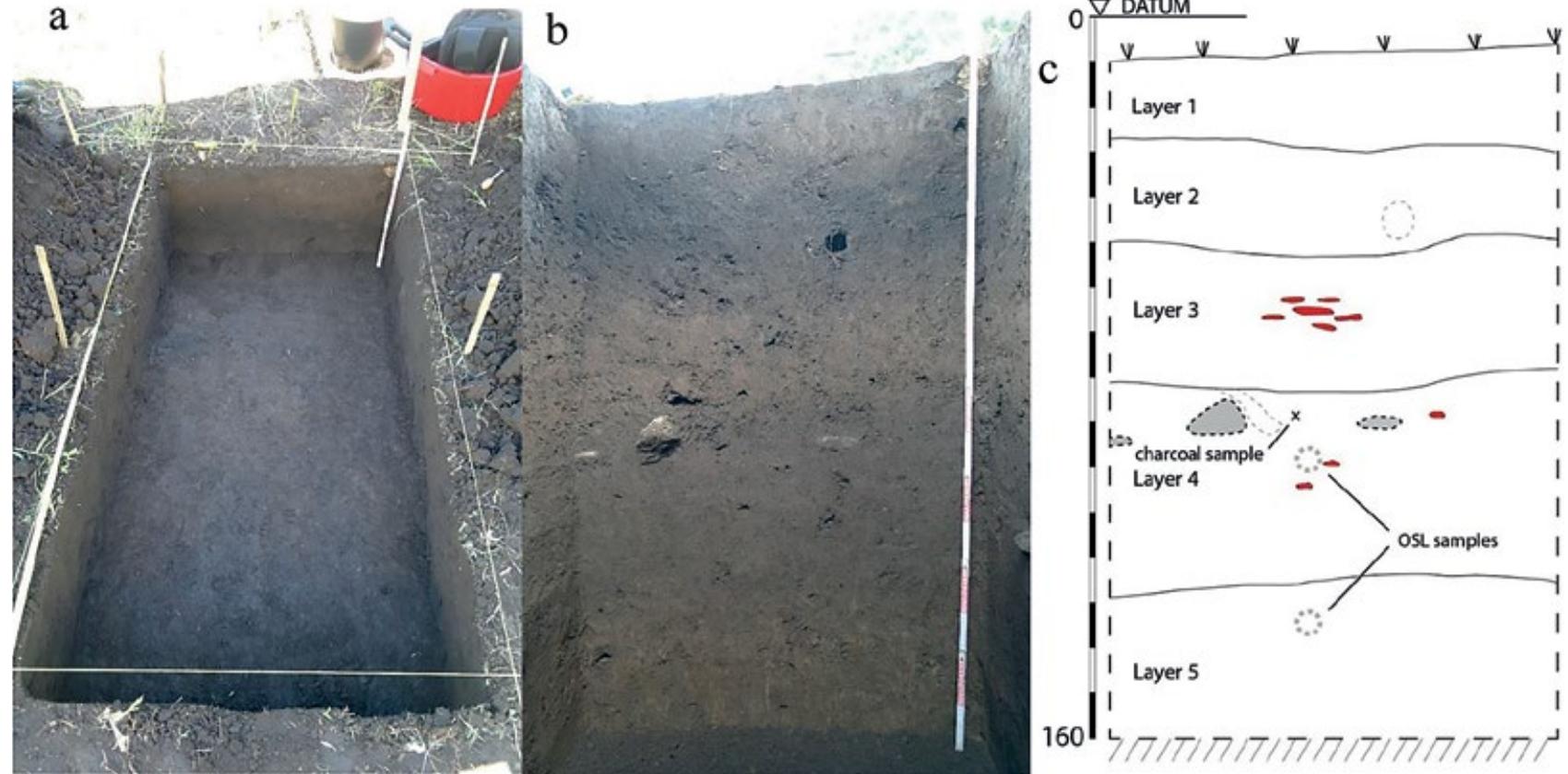 4: trench a in plan (a) and section (b) view of the south