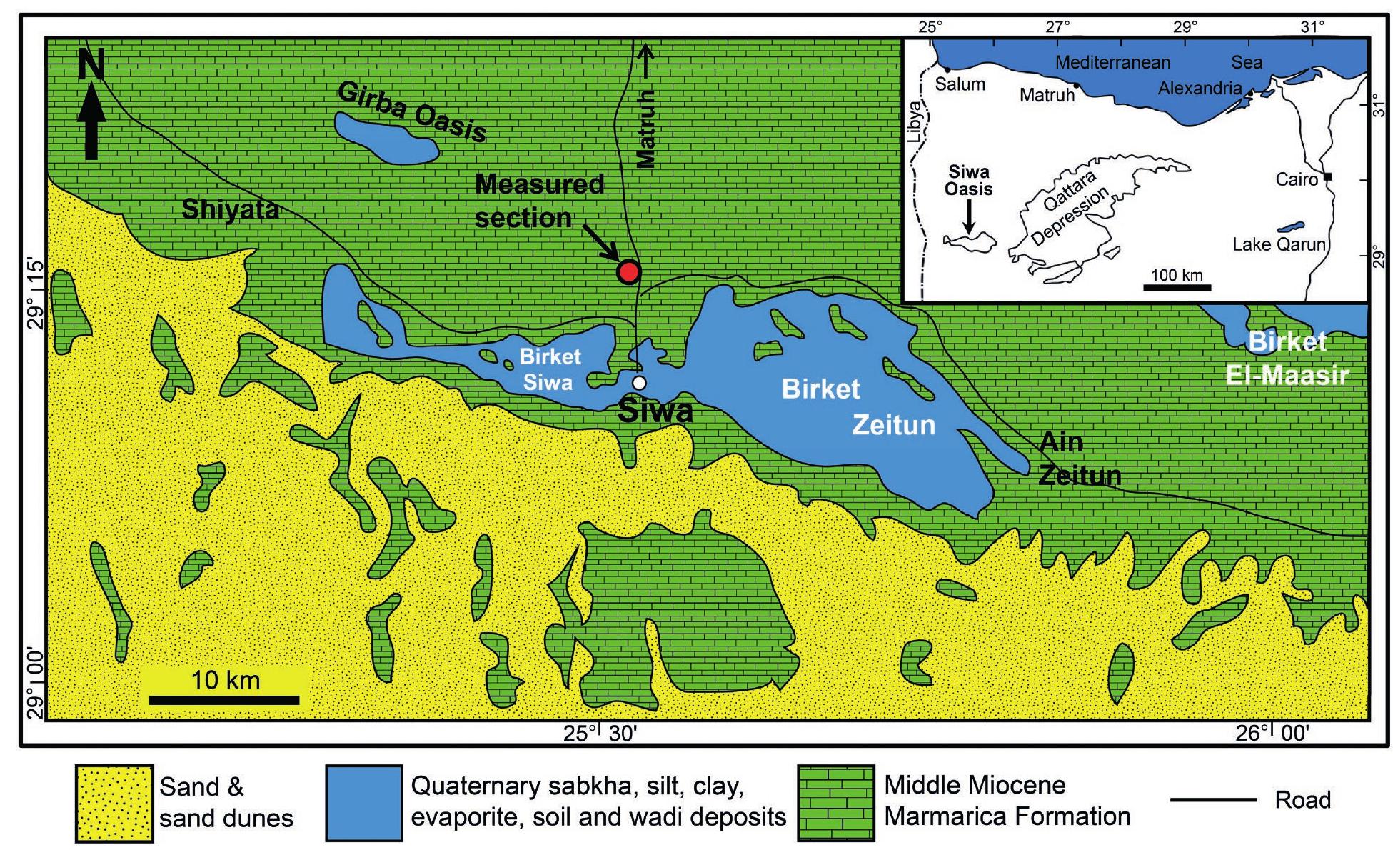 A simplified geological map of the siwa oasis, showing the