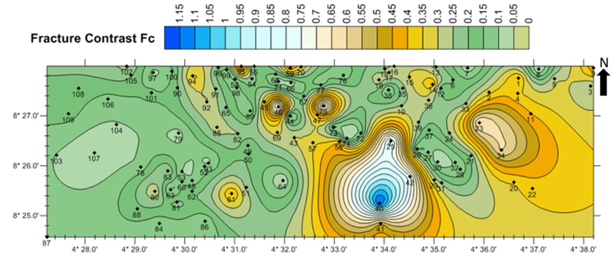 Fracture contrast map of the area