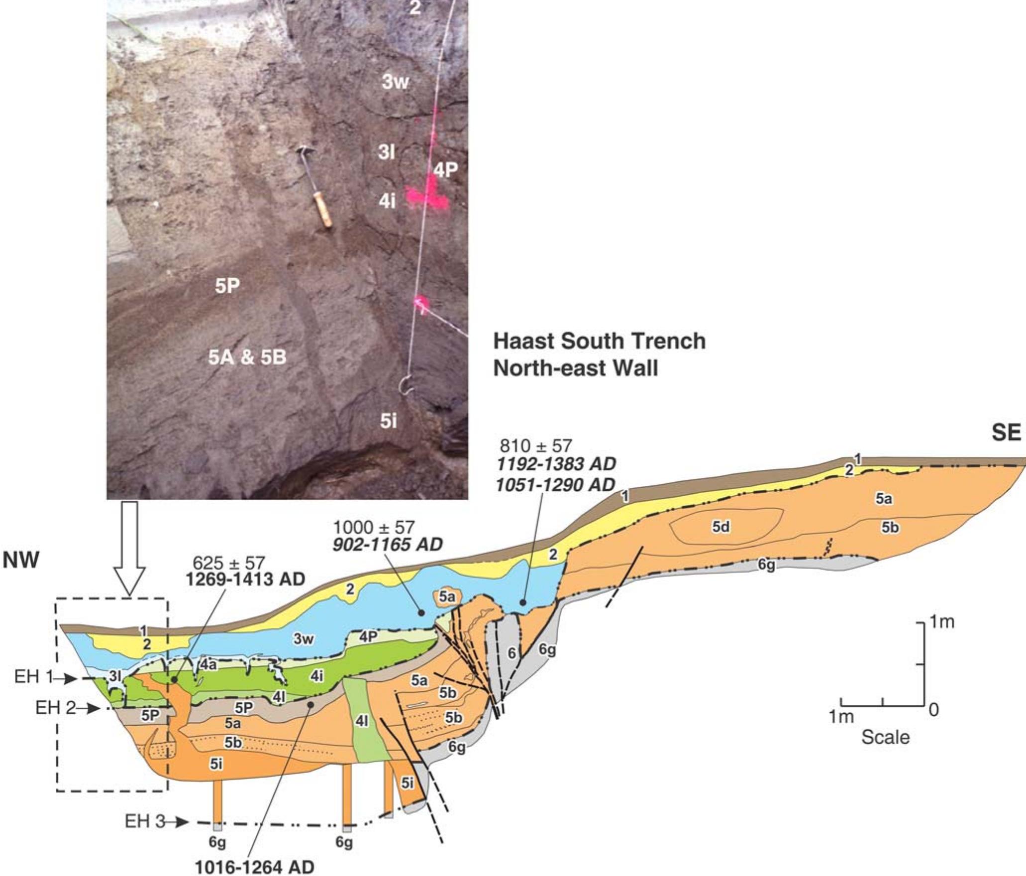 (a) trench og of the northeast wall of the haast south