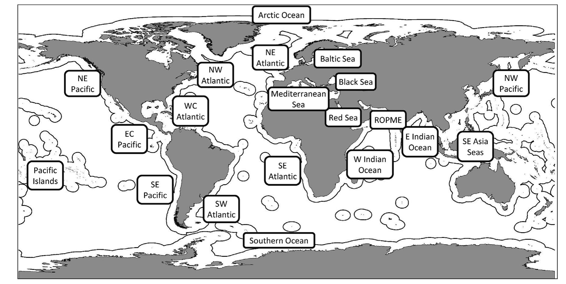 The 20 ocean regions.
