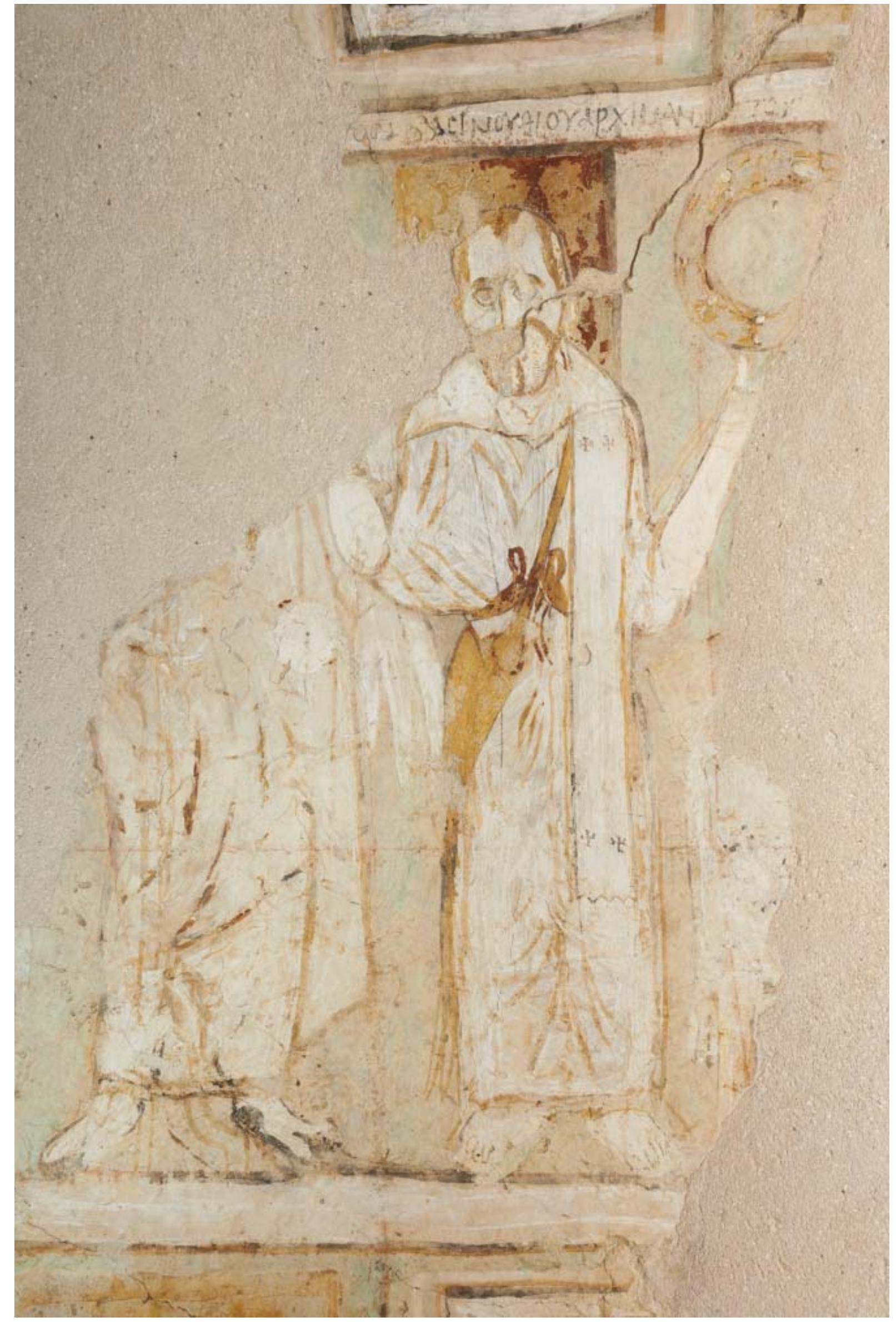 Shenoute, archimandrite. wall painting (circa 465). the