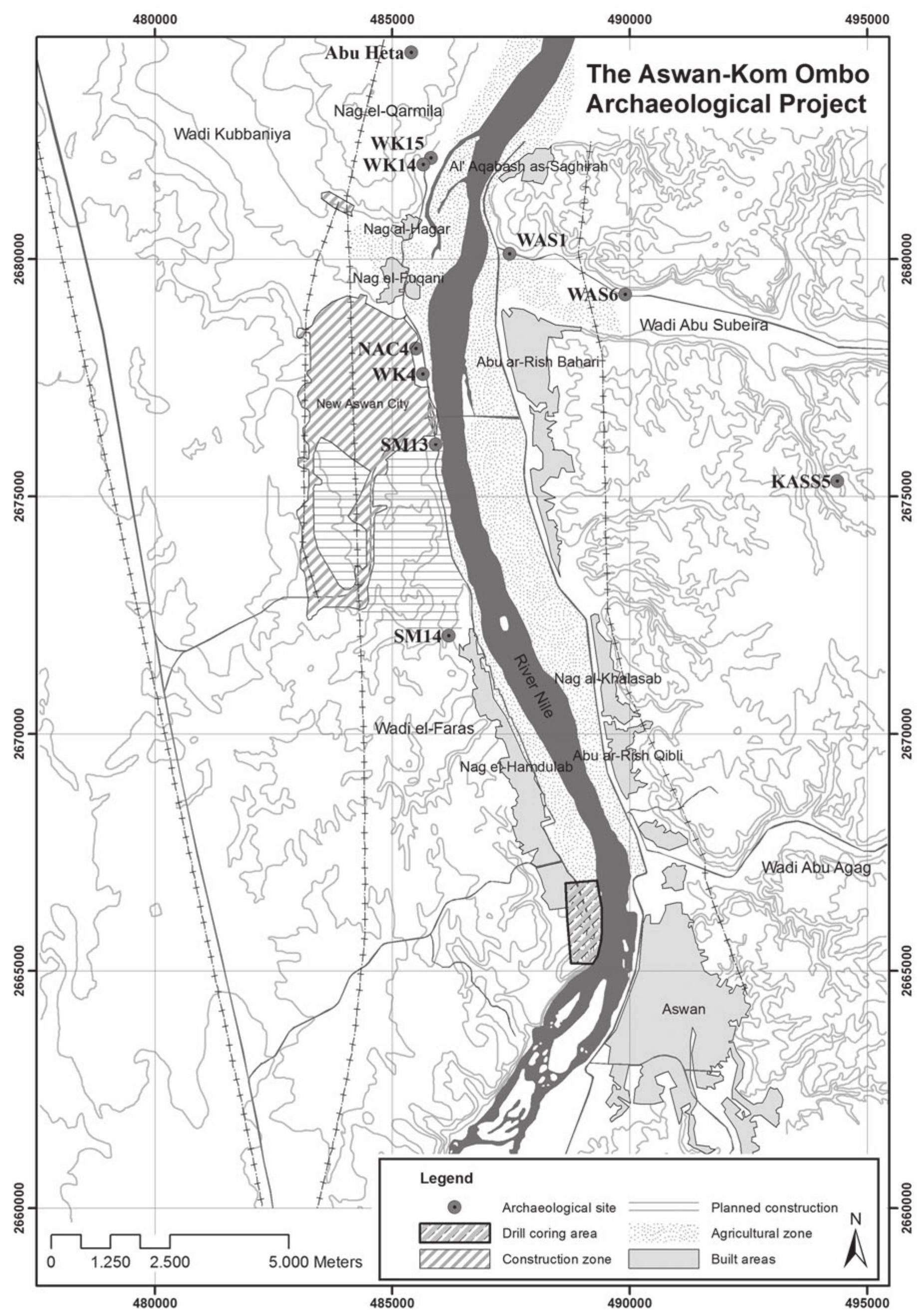 Map of gharb aswan and wadi abu subeira showing the location