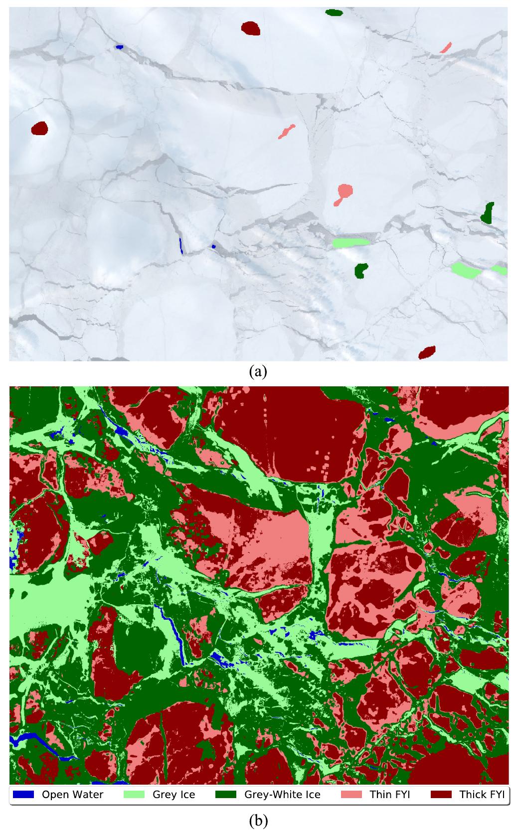 (a) roi and (b) classified map for sentinel-1/sentinel-2