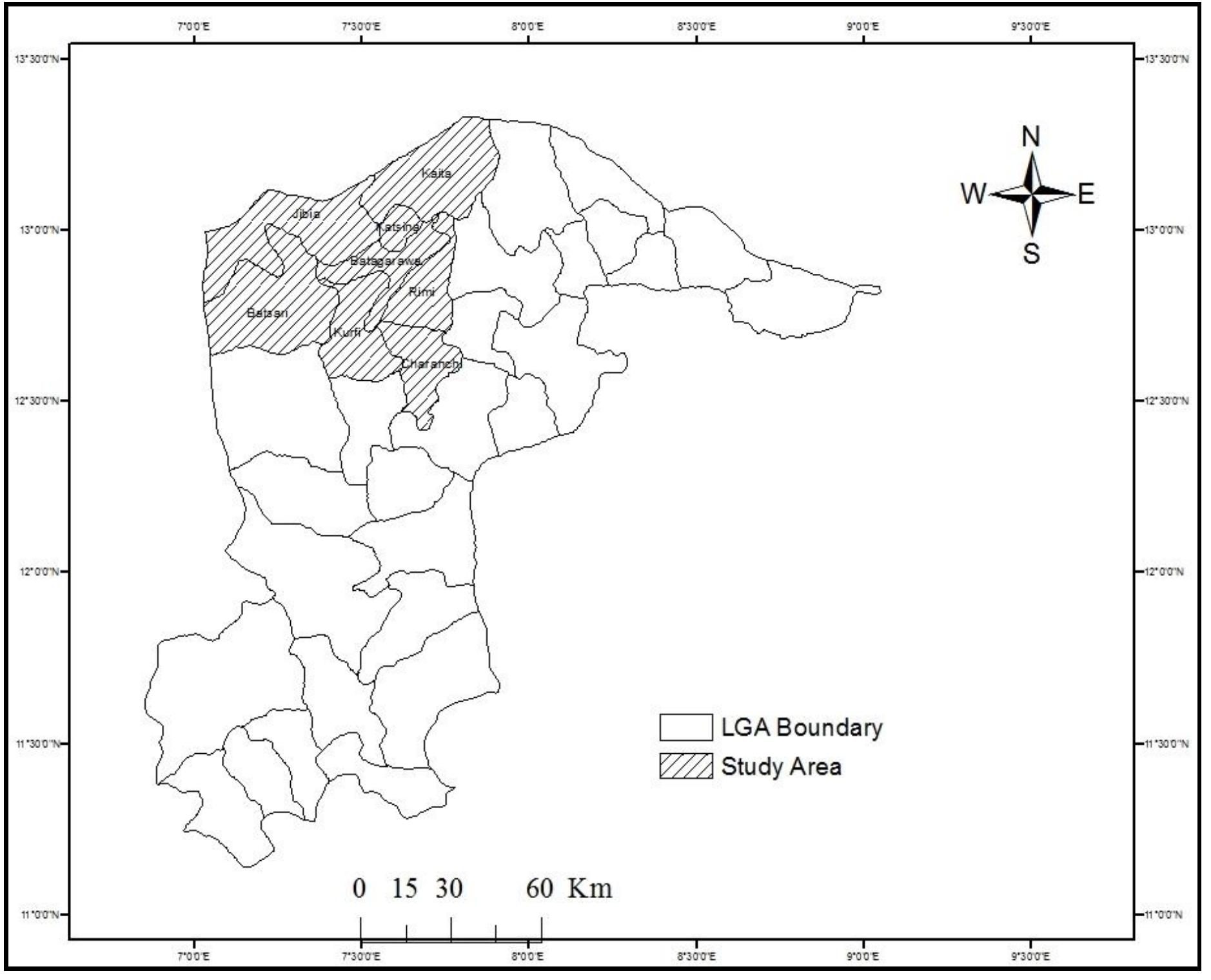 Map of katsina state showing the study area source: adapted