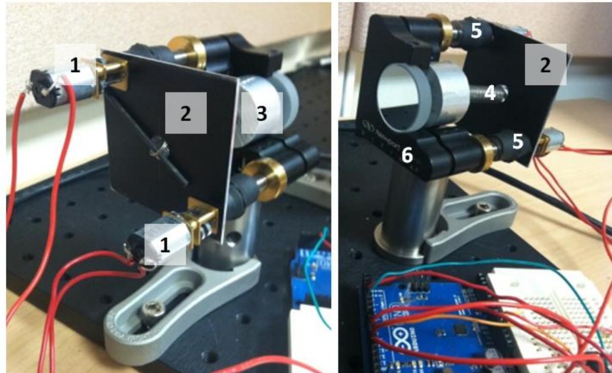 Mechanical setup of the motorized mirror mount. the robotics