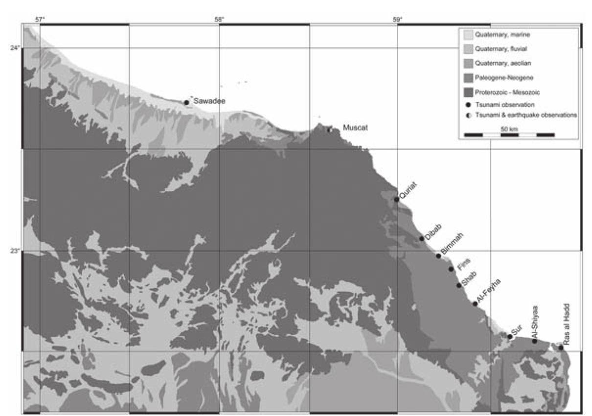Simplified geological map of north-eastern oman. the