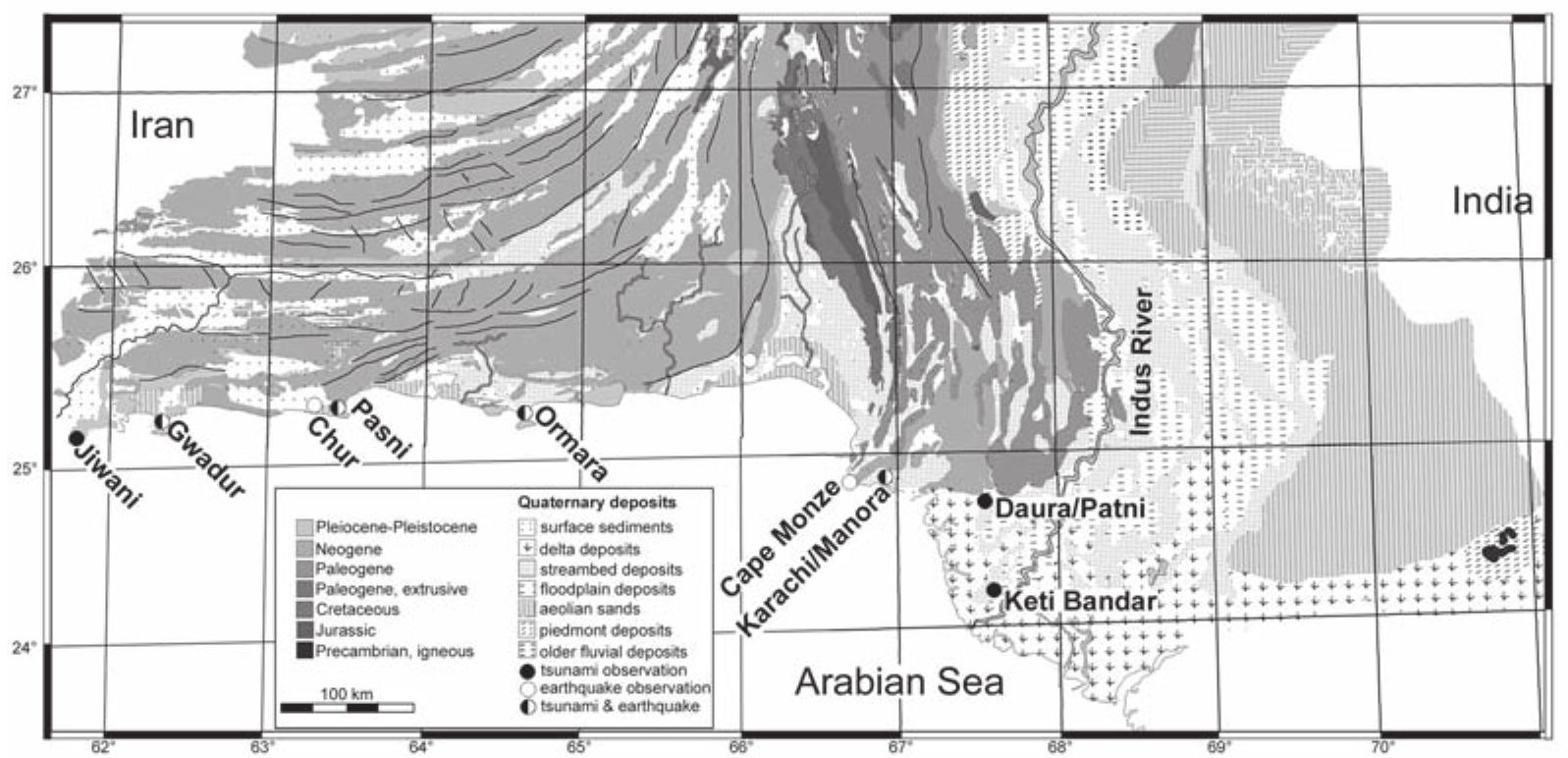 Simplified geological map of southern pakistan. the