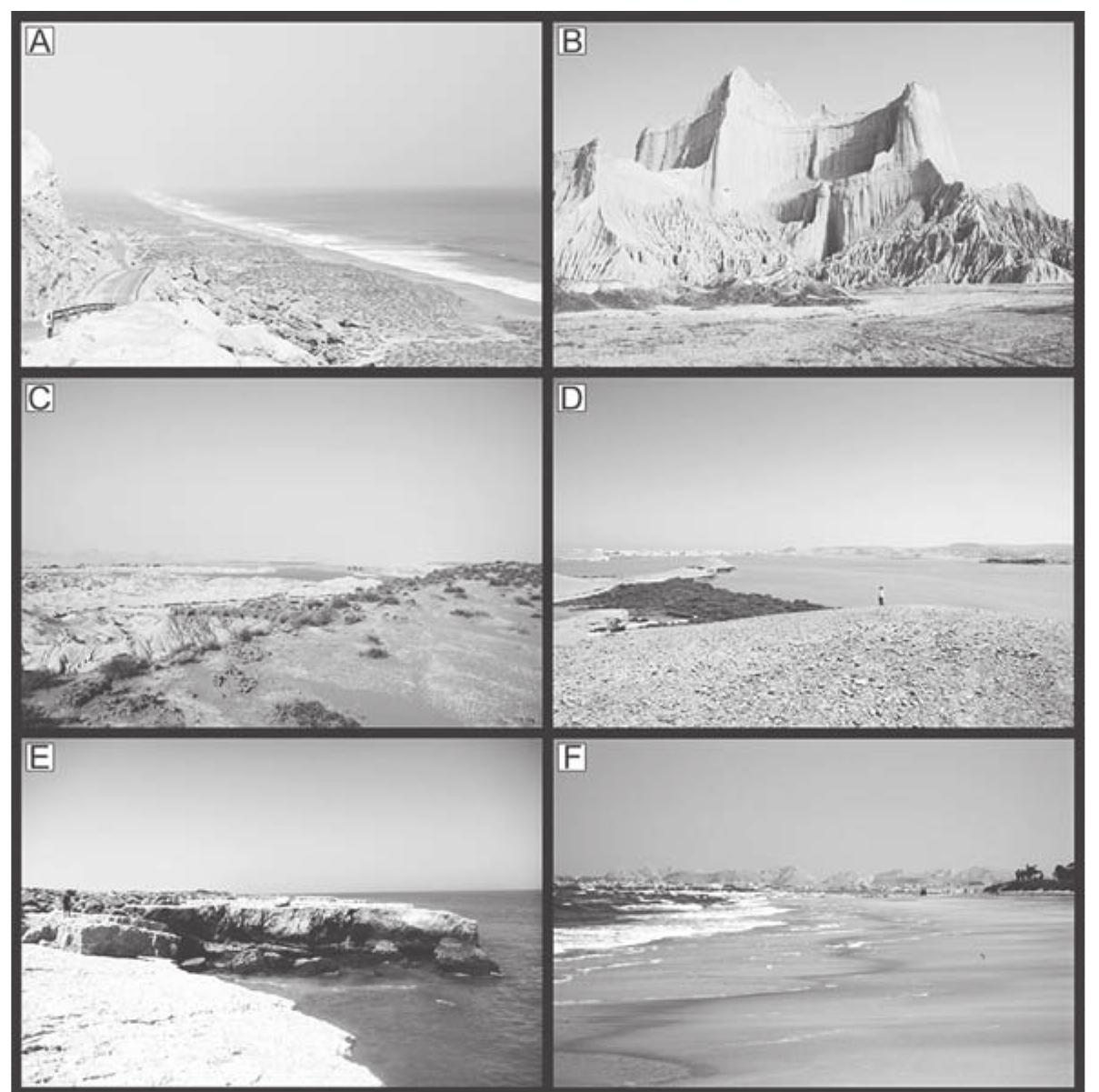 Photo documentation of different coastal landforms bordering