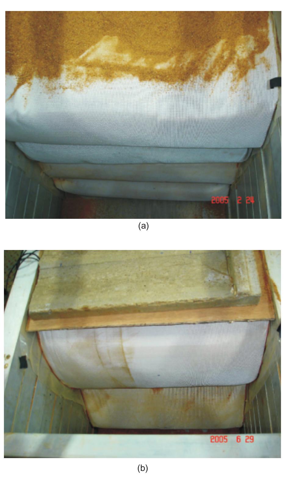 Finished wrap-faced wall profiles: (a) four-layer