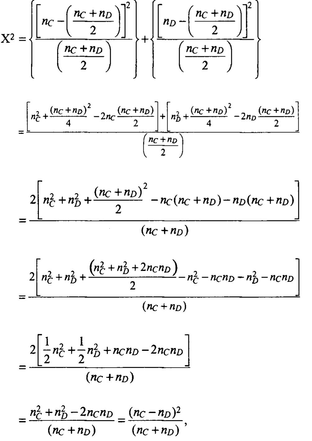 We begin with the equation for the chi-square, for two