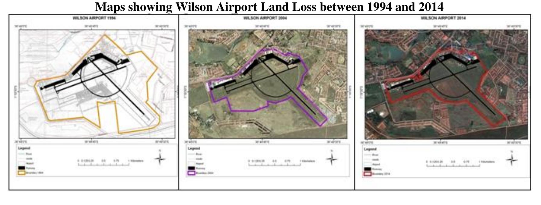 : maps showing wilson airport land loss between 1994 and