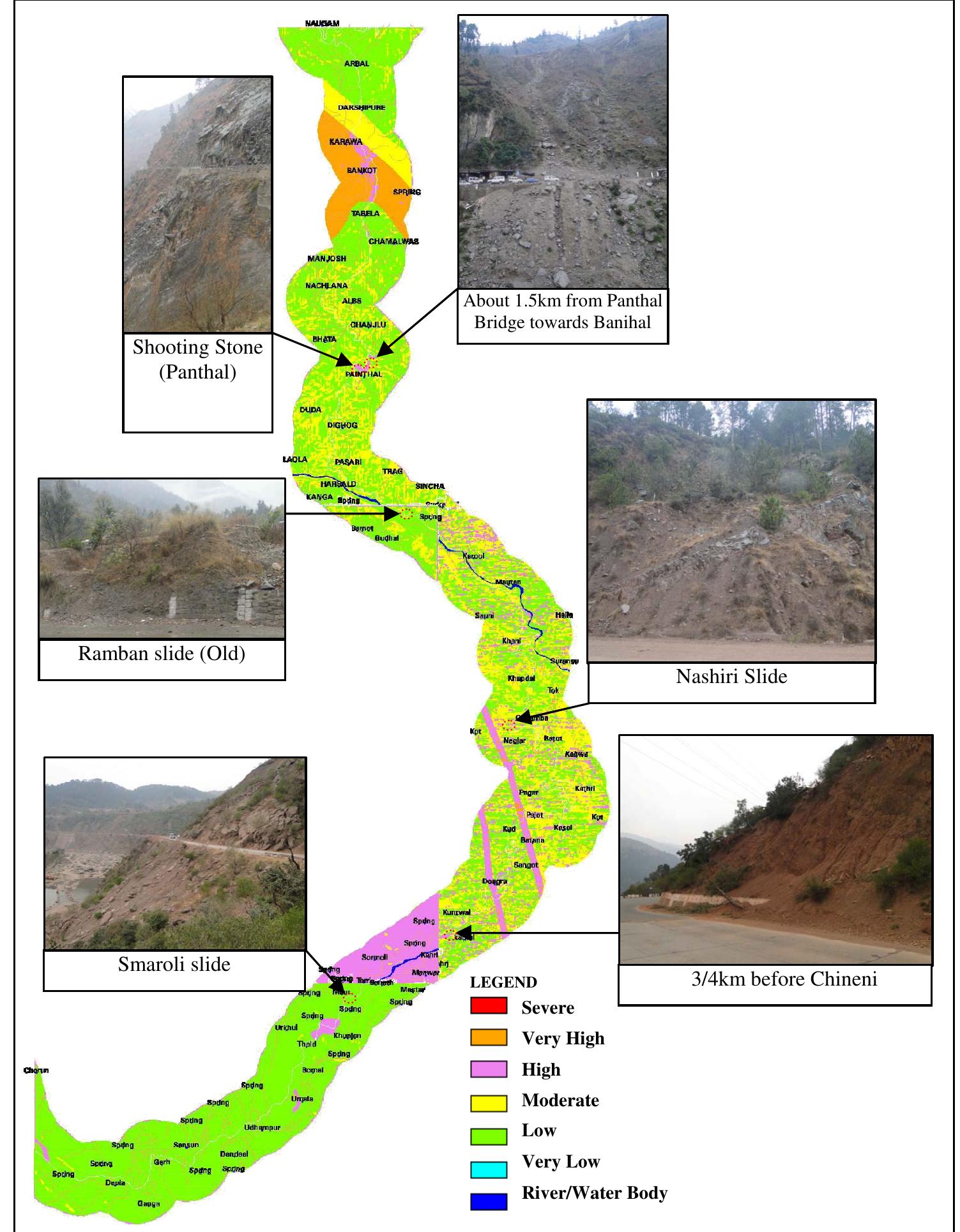 Landslide hazard zonation map of the study area along with