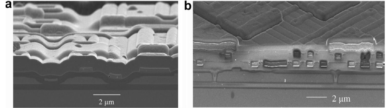 Cross section of an soi wafer with recessed locos isolation