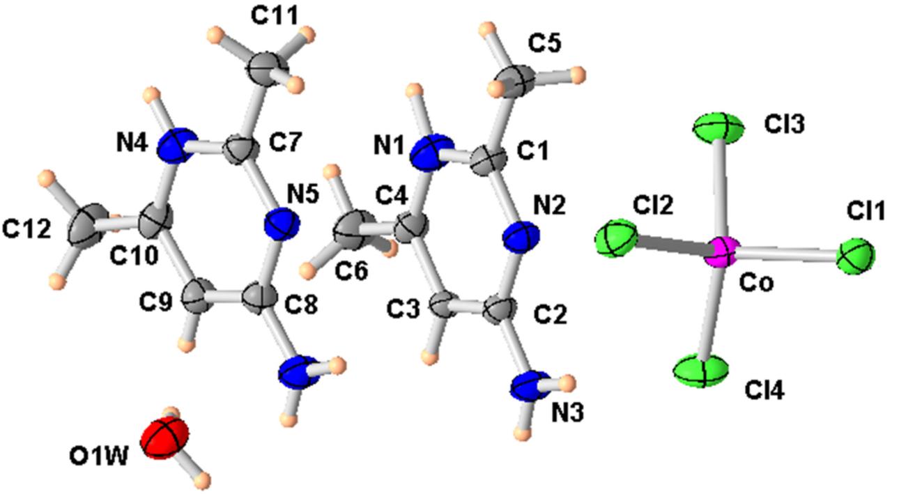 Ortep of the structure of (2) with displacement ellipsoids