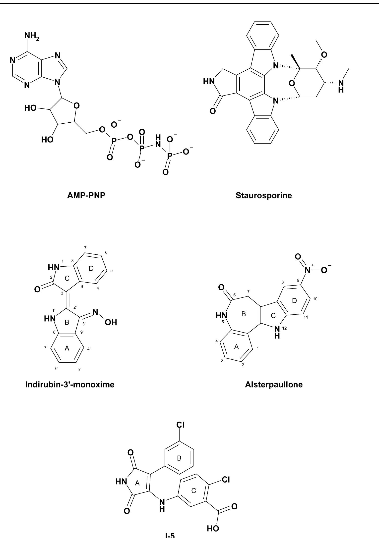 Diagram showing the chemical structures of amp-pnp,