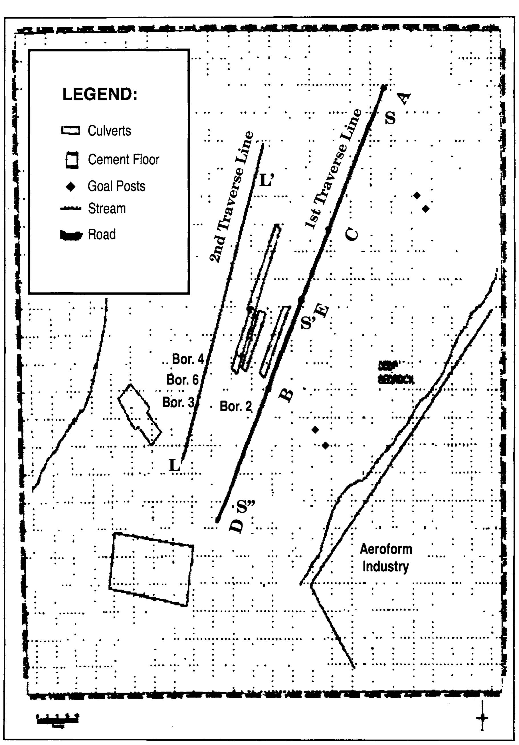 Location map of the traverse lines.