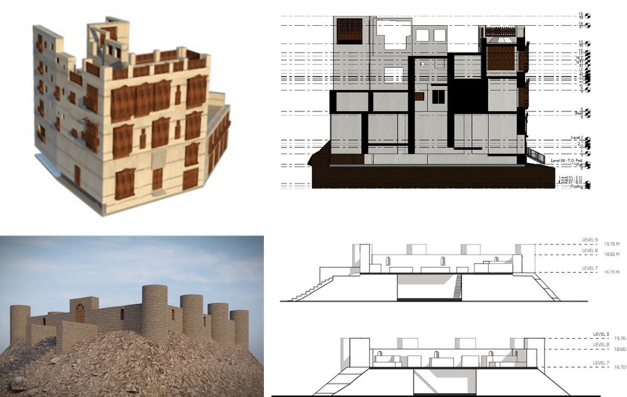 The final bim models and their cross-sections.