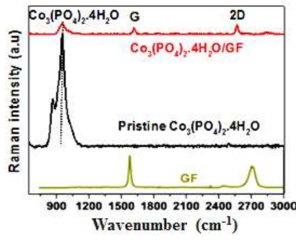 The raman spectra of the graphene foam (gf), pristine