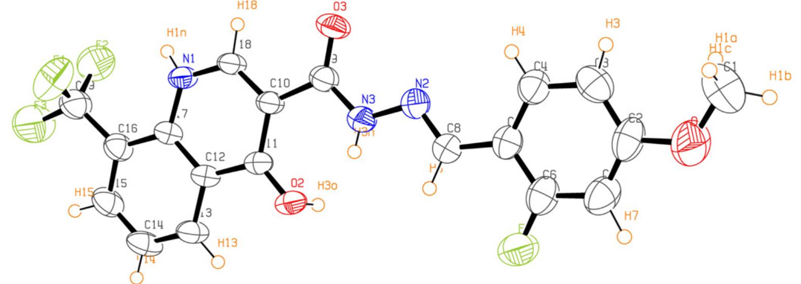 Ortep diagram showing the x-ray crystal structure of