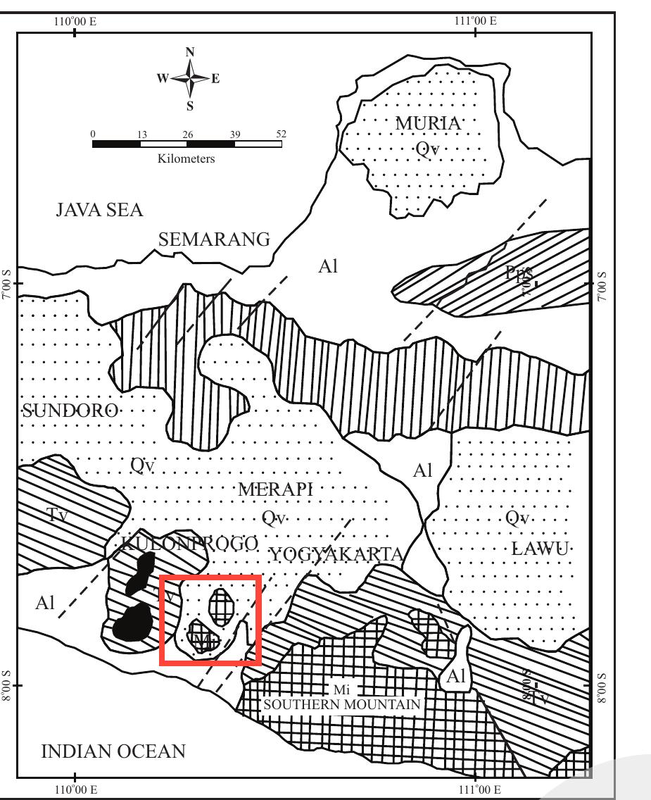 Regional geologic map and the location of the investigated