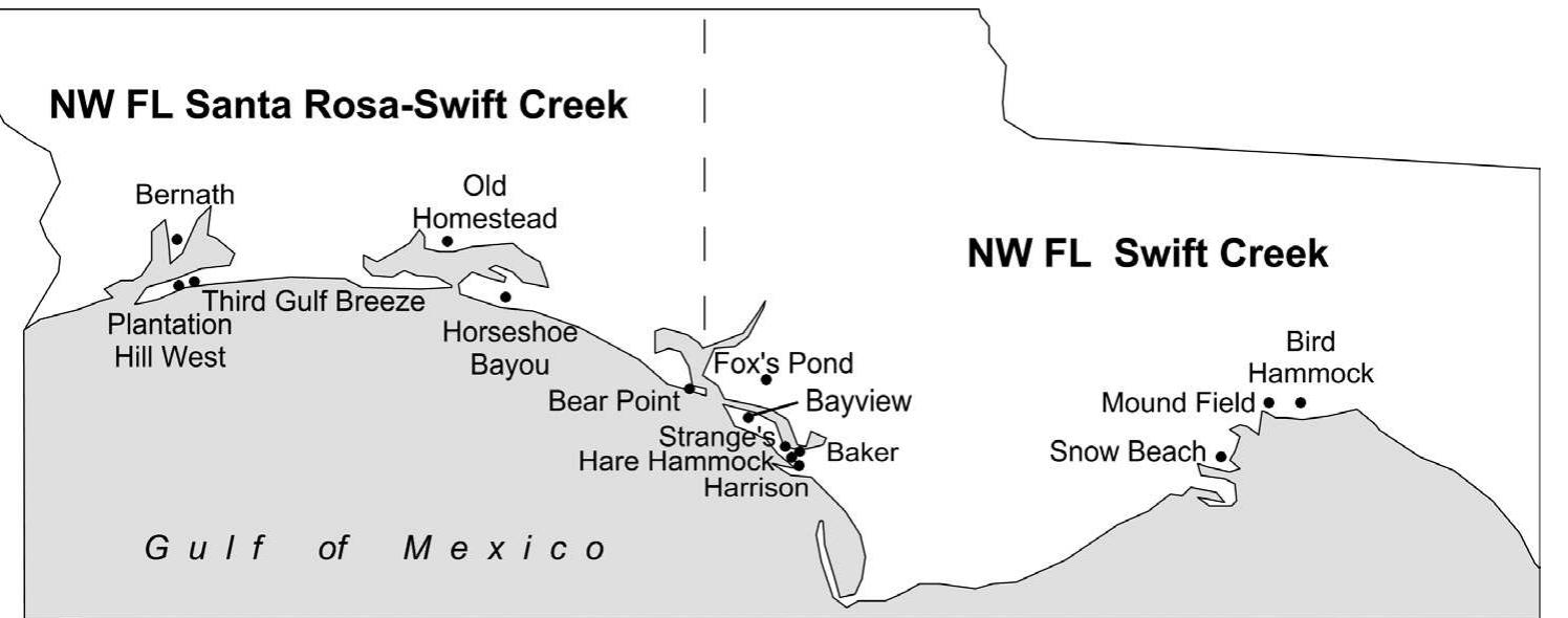 1. location of select swift creek and weeden island ring