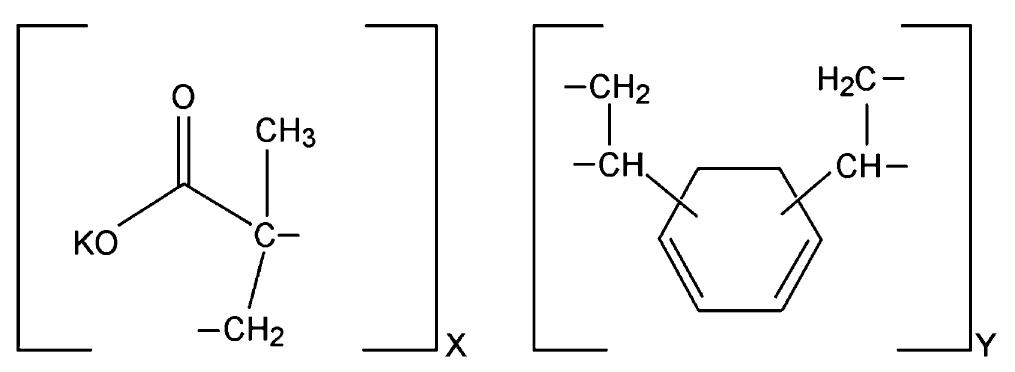 Chemical structure of polacrilin potassium. four brands of