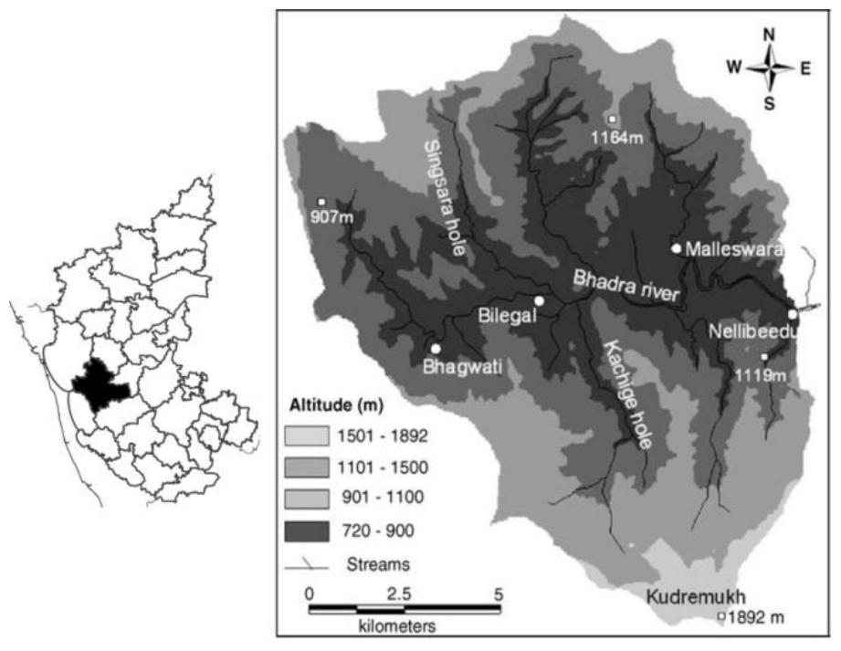 Relief map of the western ghats escarpment, the source