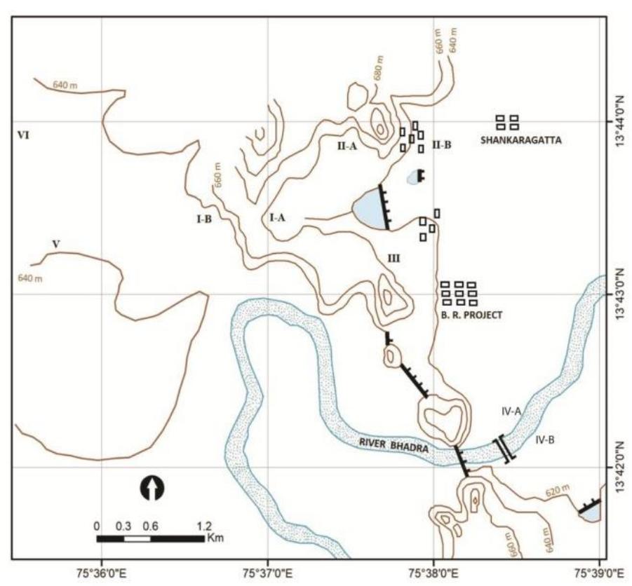 Map showing the shankaraghatta palaeolithic complex lying to