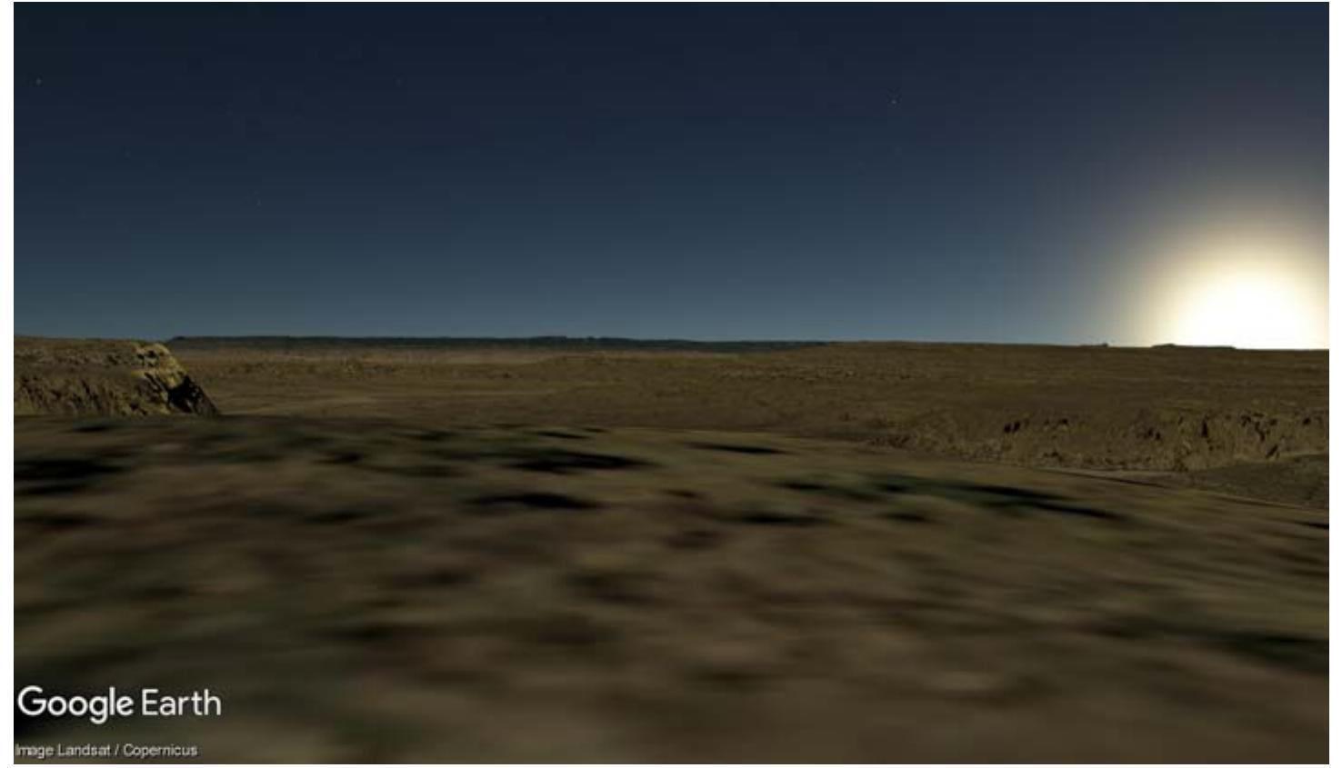 A) google earth ground view simulation of summer solstice