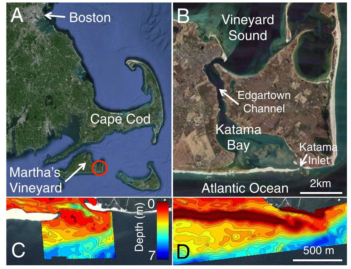 Katama inlet and surrounding area. (a) regional map showing