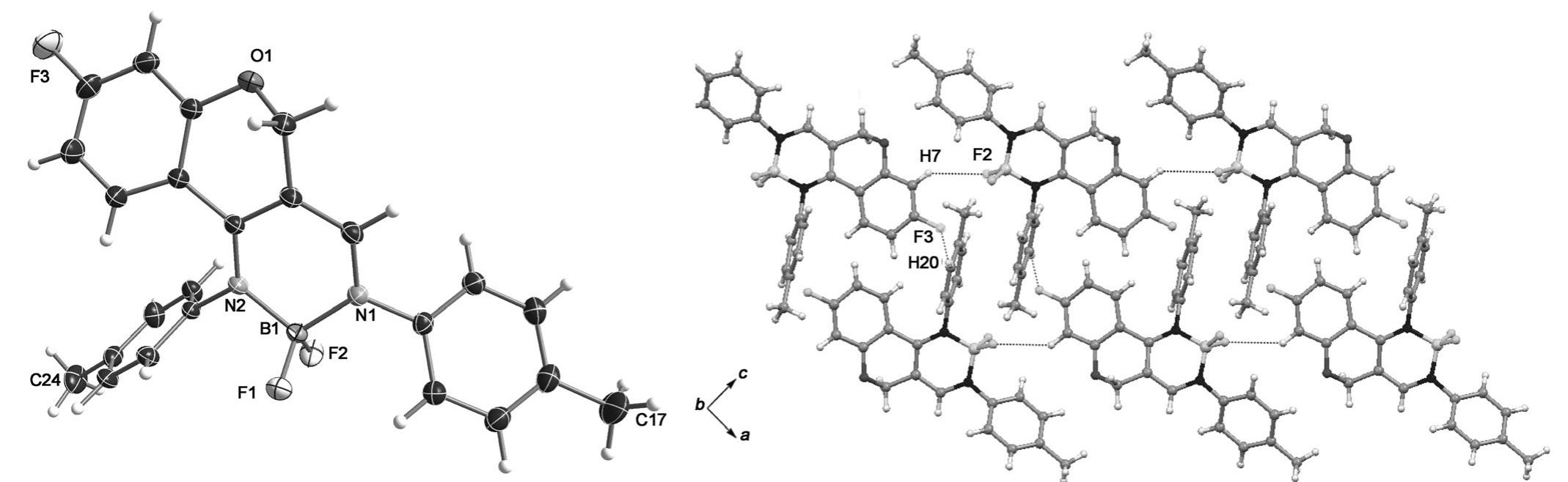 X-ray structure of 4g with selective atomic numbering