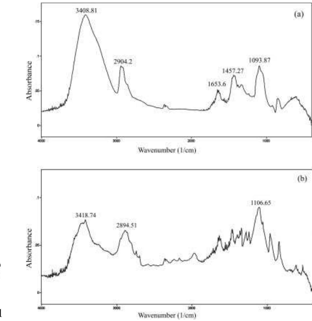 Ftir spectra of (a) pva and (b) peo. ftir spectroscopy of