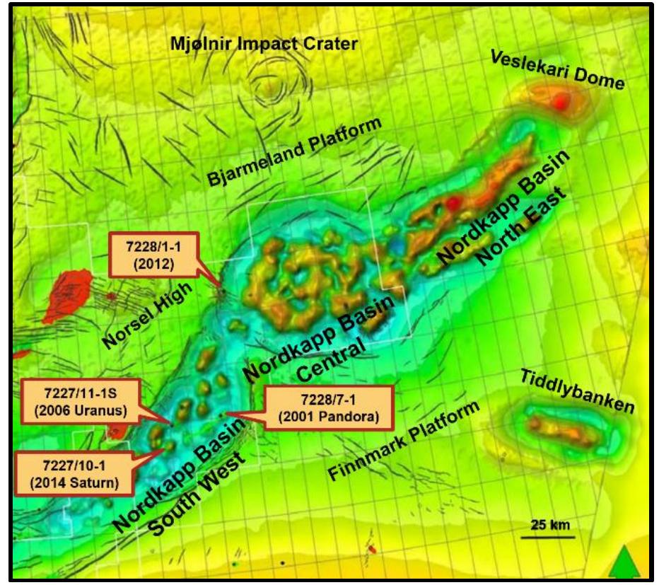 Map of the nordkapp basin showing the key structural