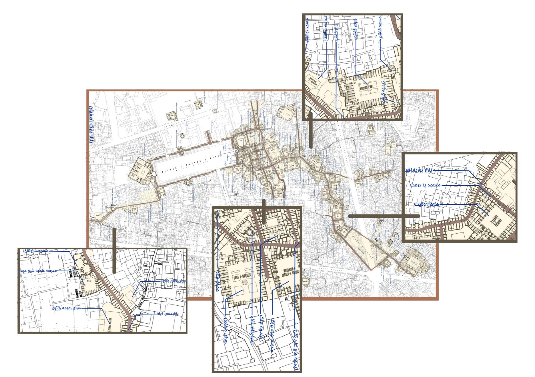 Architectural elements of the isfahan bazaar. role of