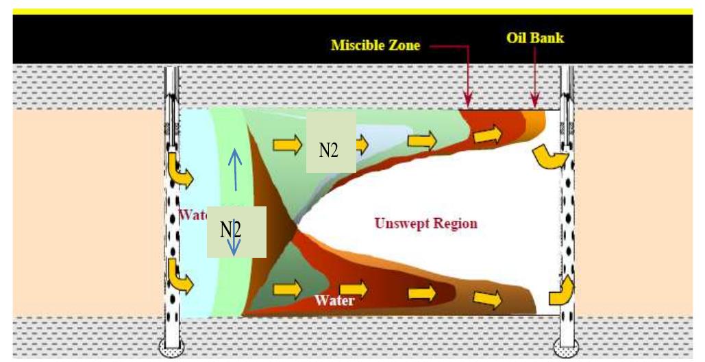 Schematic of fluids segregation in the reservoir [45].